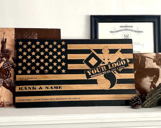 Laser Engraved Flag Plaque - Wood Flag - Retirement - ETS - PCS ...