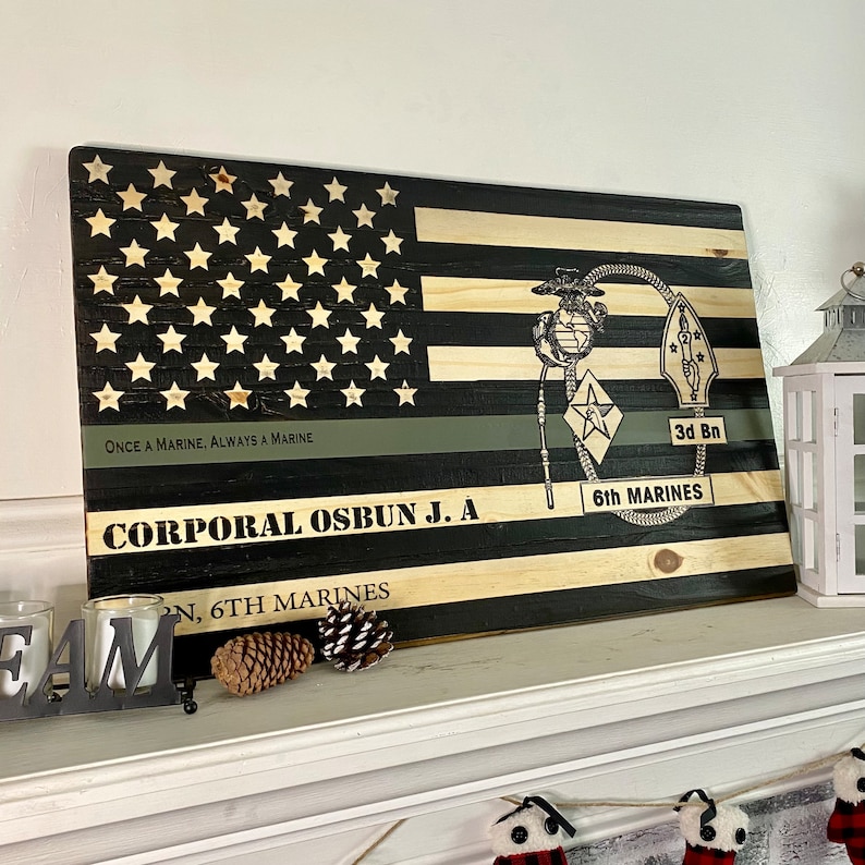 Blue Line American Flag Plaque Military Police Police - Etsy