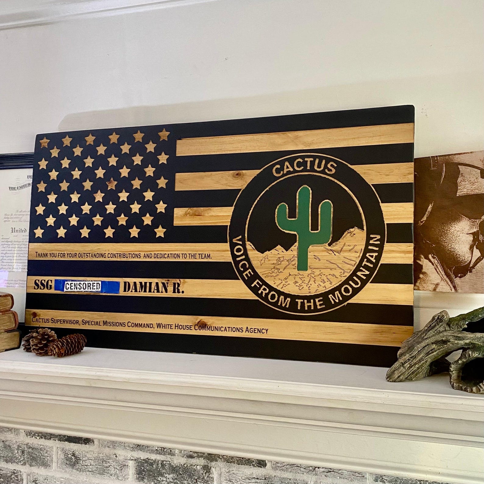 Laser Engraved Flag Plaque - Wood Flag - Retirement - ETS - PCS ...