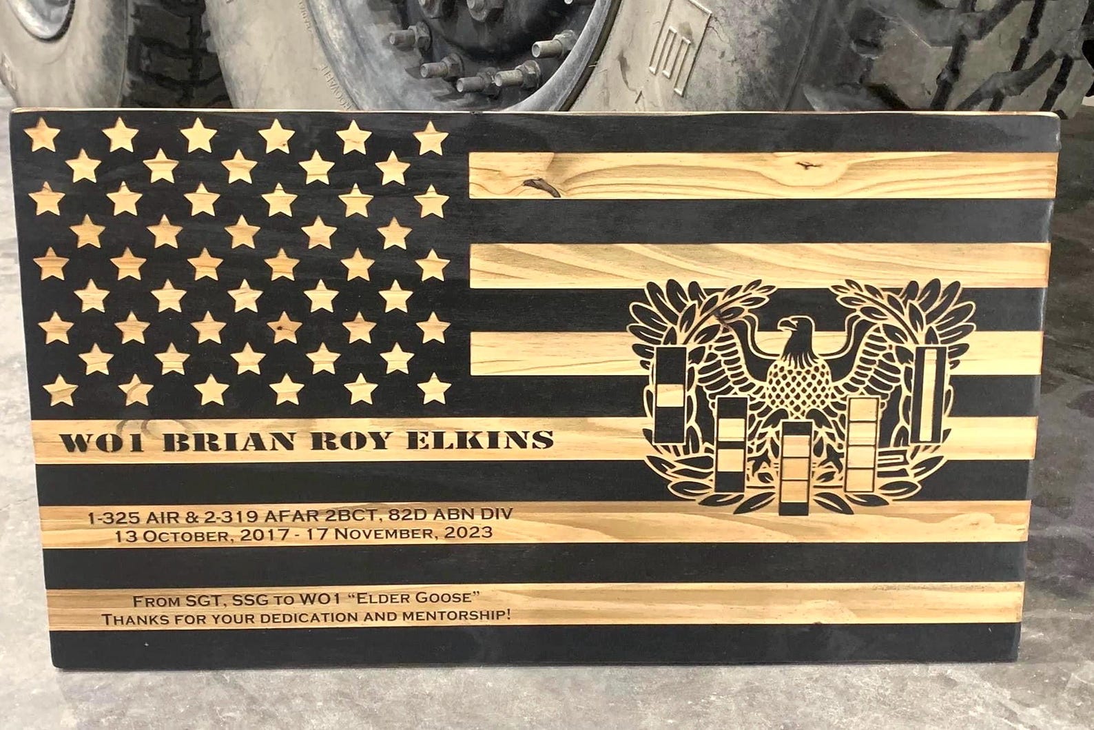 Laser Engraved Flag Plaque - Wood Flag - Retirement - ETS - PCS ...