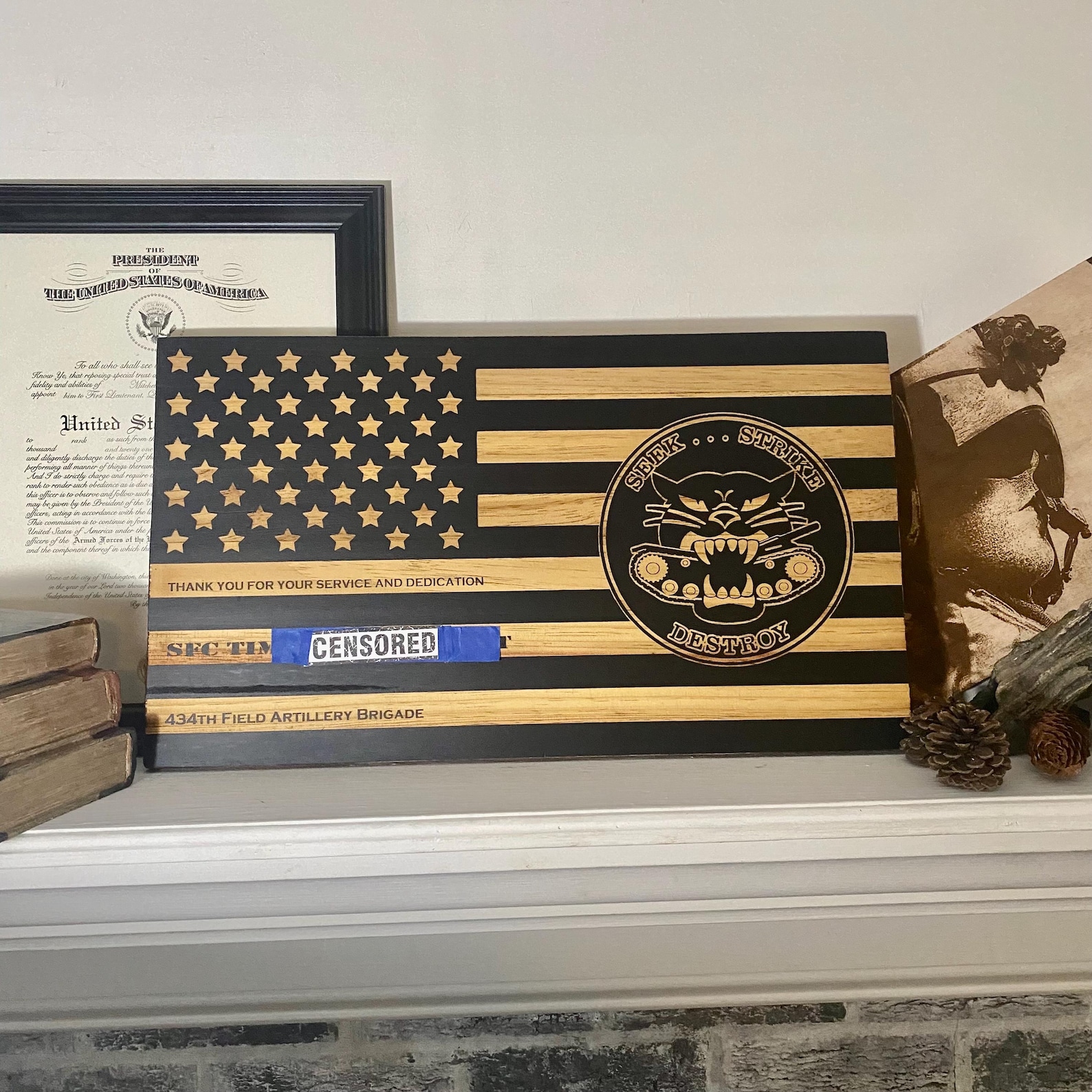 Laser Engraved Flag Plaque - Wood Flag - Retirement - ETS - PCS ...