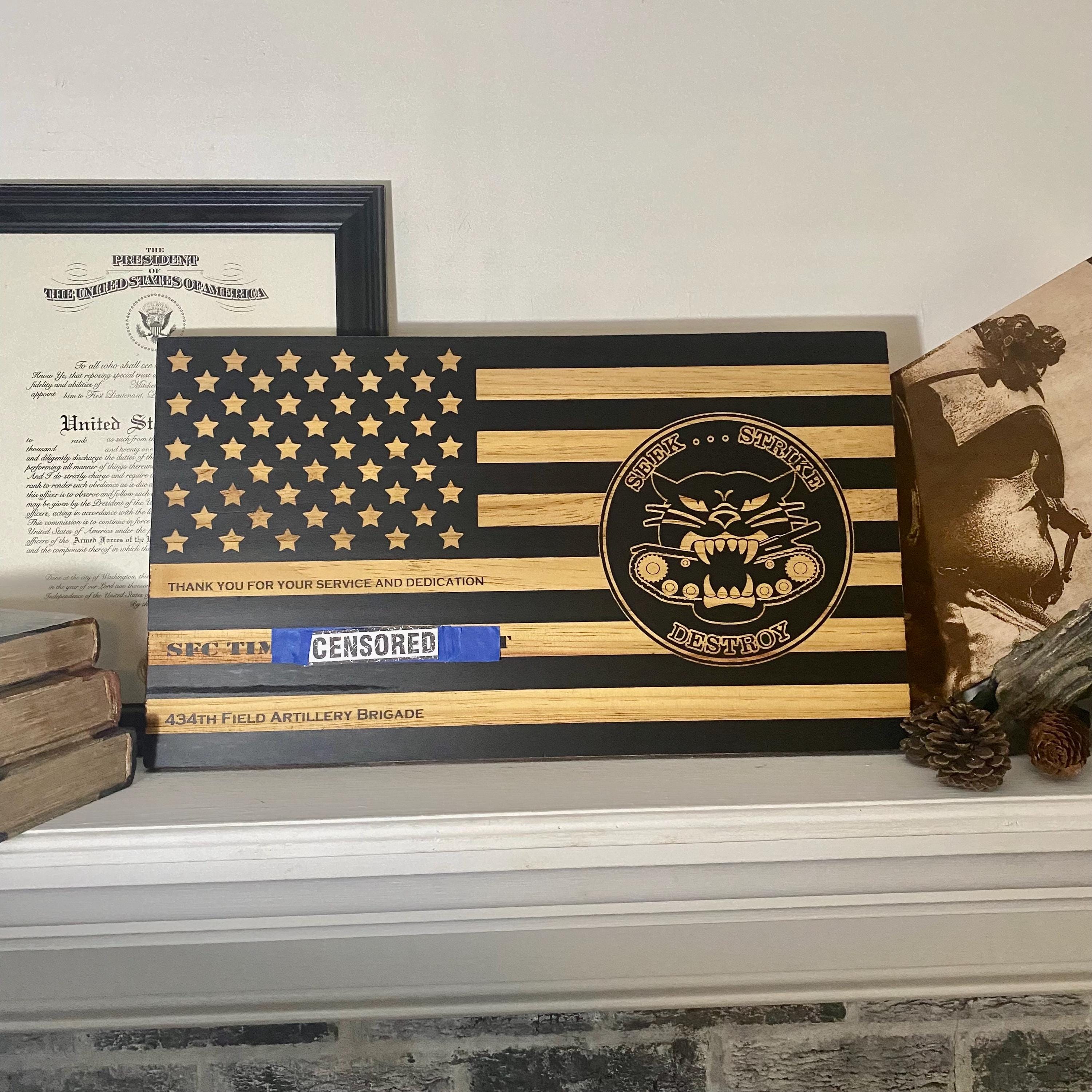 Laser Engraved Flag Plaque - Wood Flag - Retirement - ETS - PCS ...