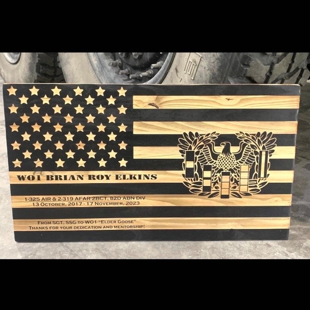 Stained American Flag Plaque - ETS Gift - PCS Gift - Army - Navy ...