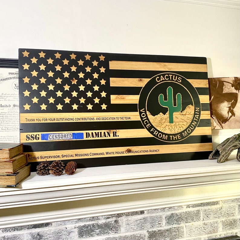 Stained American Flag Plaque - ETS Gift - PCS Gift - Army - Navy ...