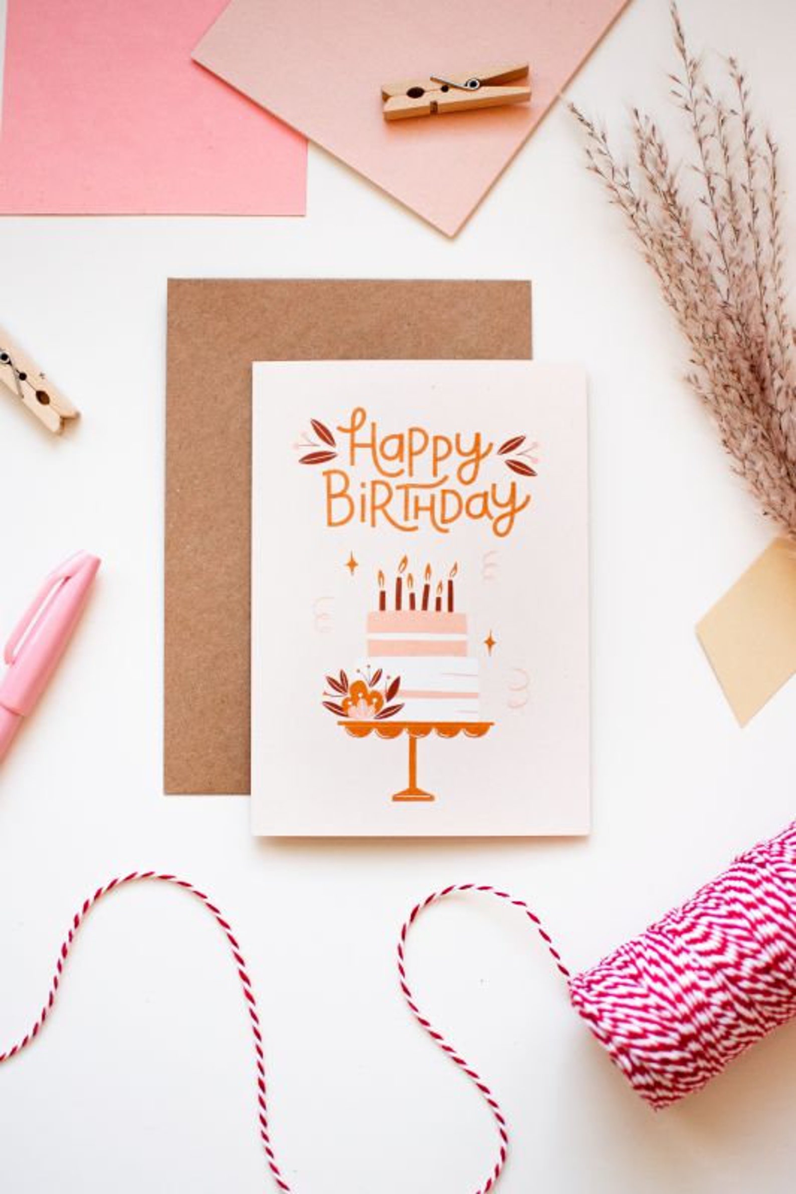 Happy Birthday Cake Greeting Card With Envelope, A6 Recycled Paper - Etsy