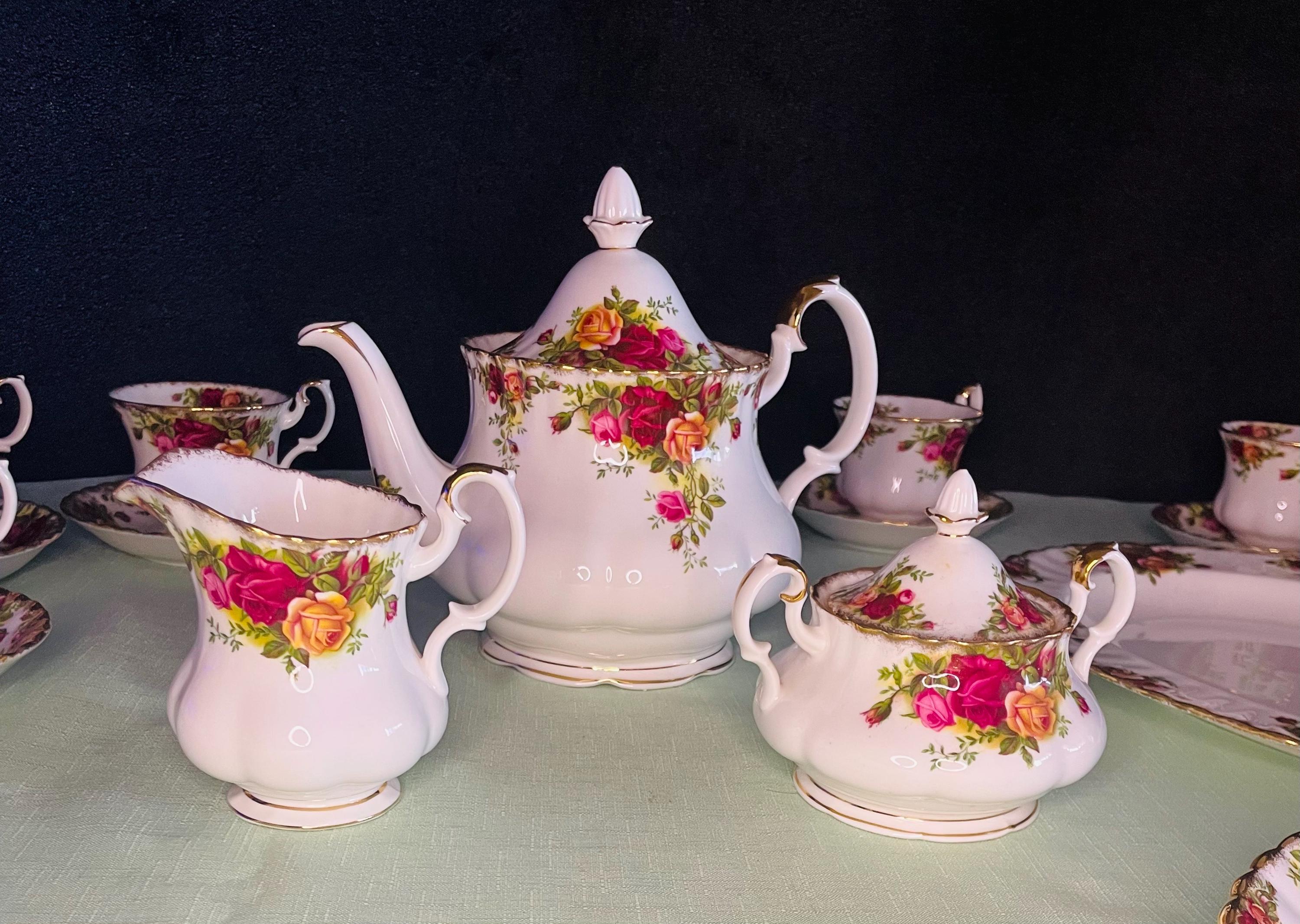 Royal Albert Old Country Rose Tea Set for 12 or 6 , Tea Pot, Serving ...