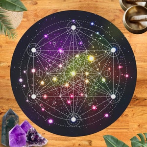 Round Rug Sacred Geometry Rug Celestial Rug Spiritual Boho Area Rug ...