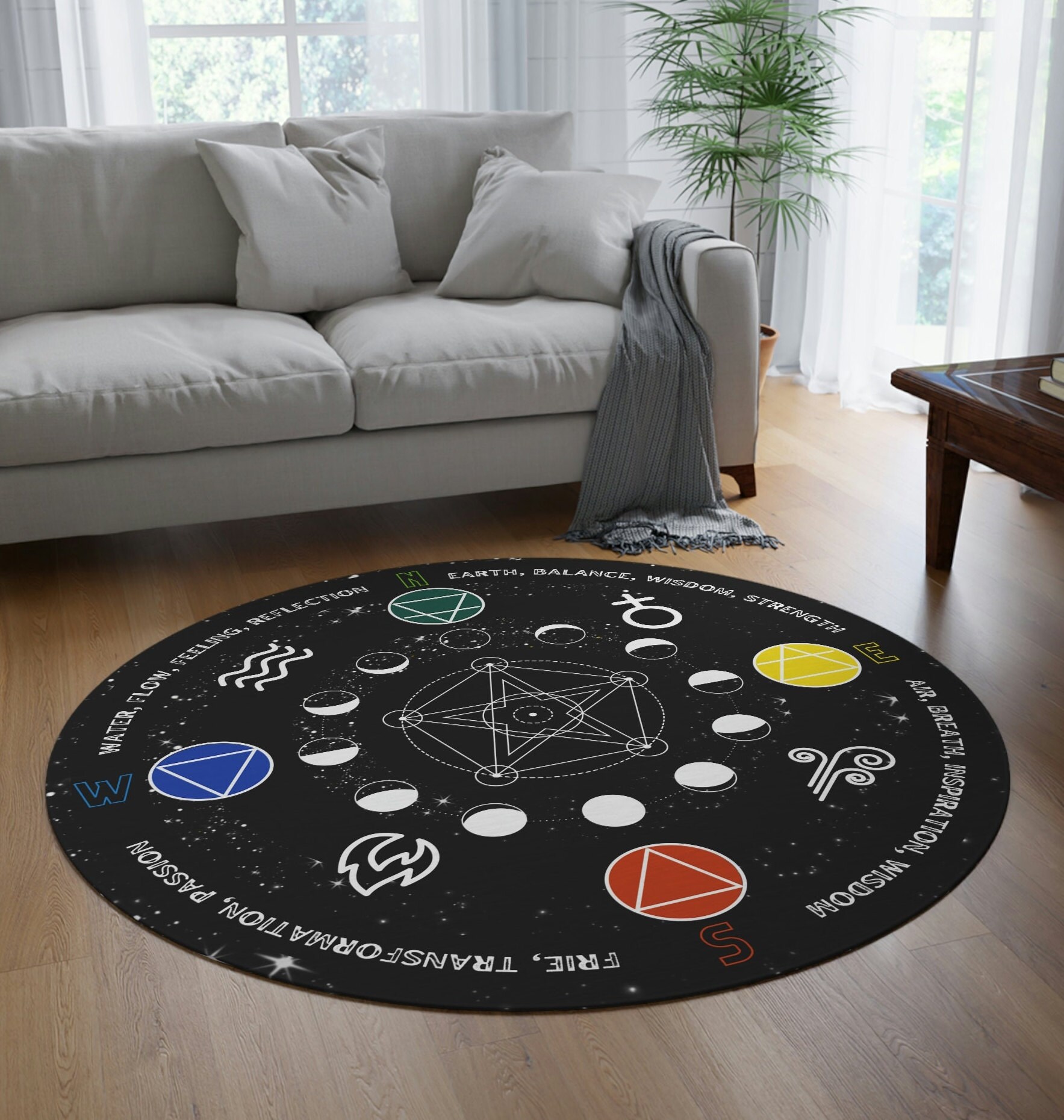 Circle Casting Rug Round Elements Rug Spiritual Rug Witchy - Etsy