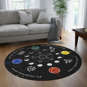 Rug Circle Casting Round Rug Round Elements Rug Spiritual Rug Witchy ...