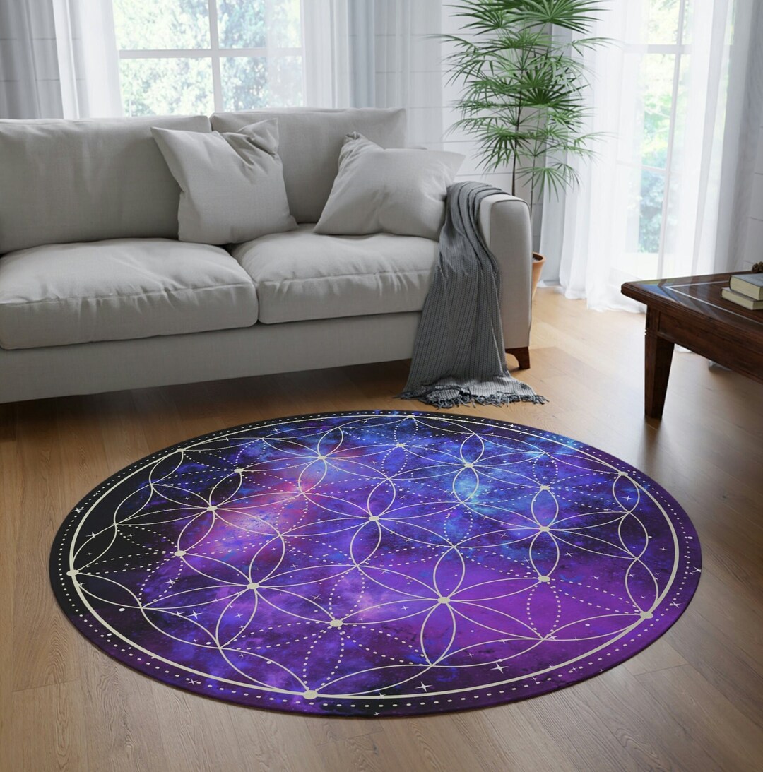 Flower of Life Area Rug, Sacred Geometry Rug, Celestial Rug, Spiritual ...