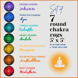 Chakra Rug Set of 7, Round Meditation Decor (60x60") - Etsy
