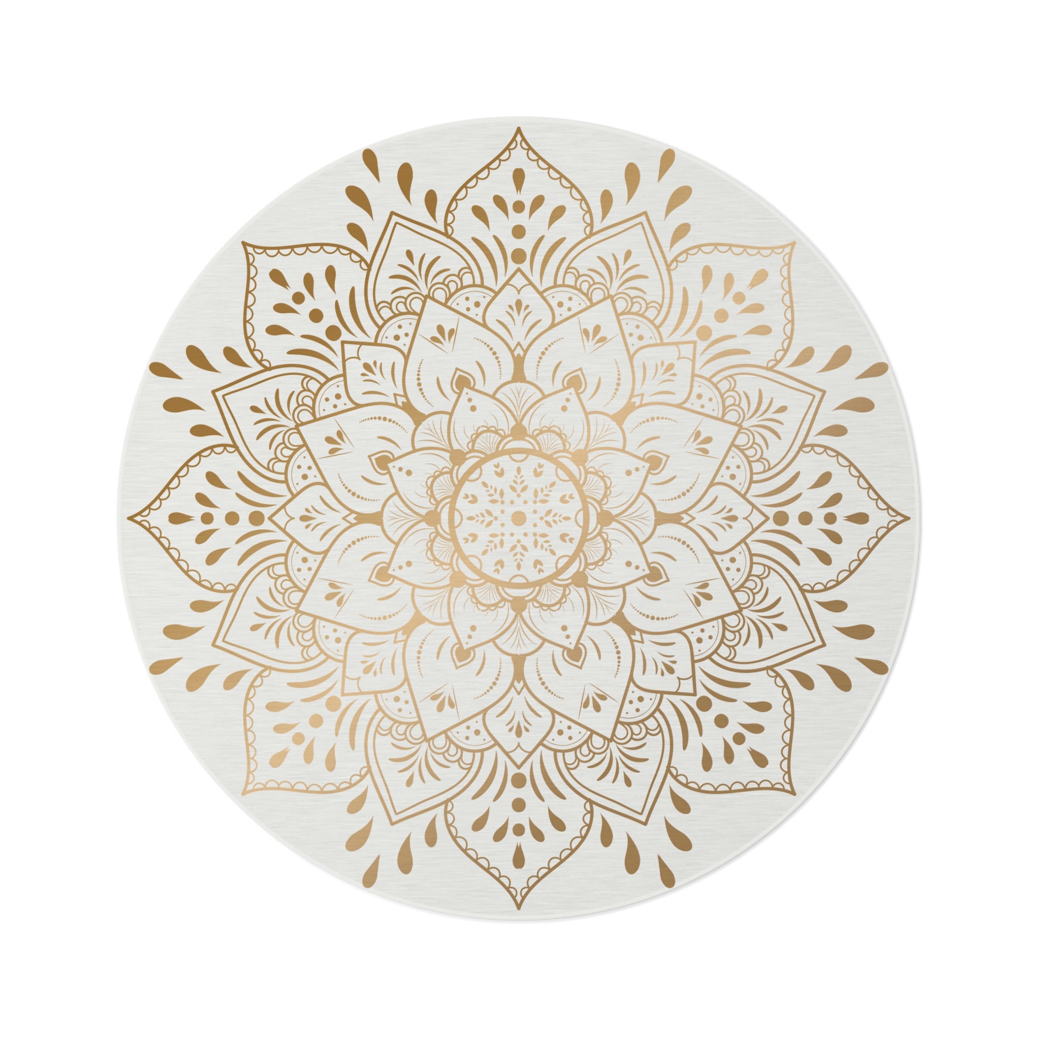 Gold and White Mandala Rug Round Mandala Rug Gold Flower Rug - Etsy