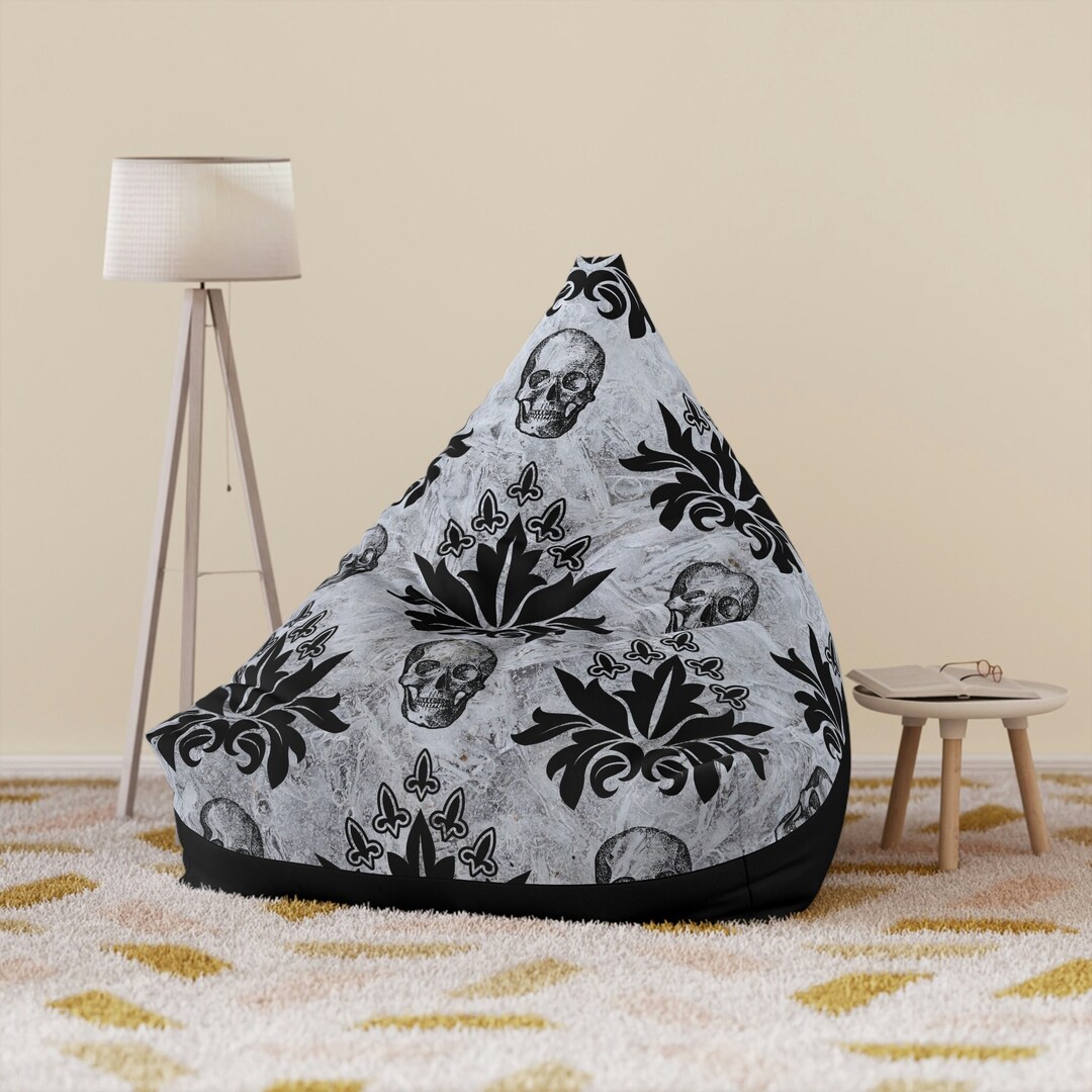 Gothic Skulls Bean Bag Chair Cover, Witchy Skulls, Gothic Skull Bean ...