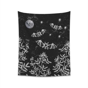 Gothic Bats Tapestry Gothic Tapestry Black and White Bat Tapestry ...