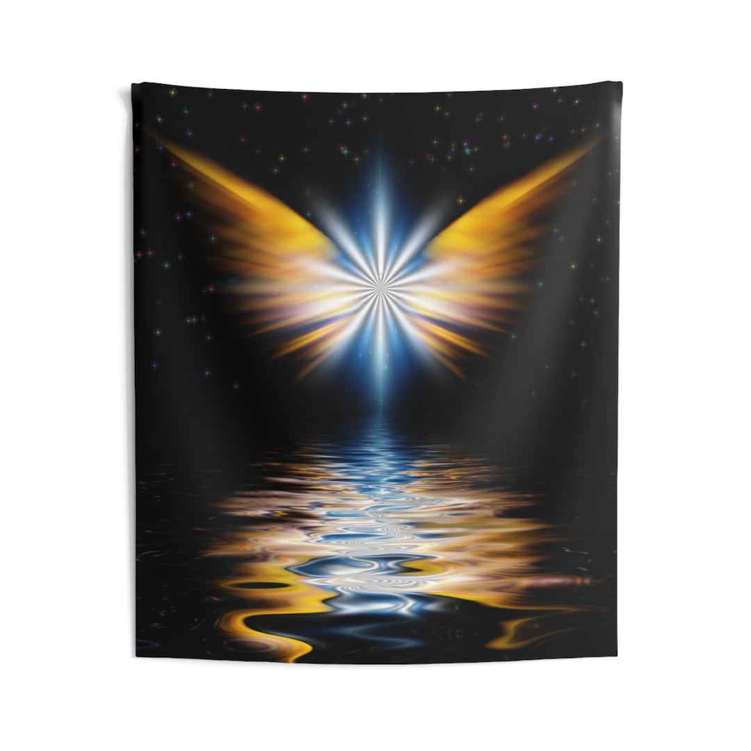 Angel Wings Tapestry, Shining Angel Wings Wall Hanging, Angel Wall Art ...