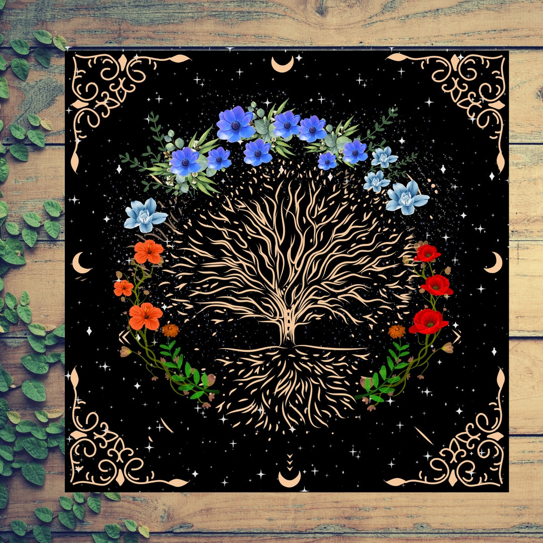 Tree of Life Tarot Cloth, Chiffon Altar Cloth, Moon Oracle Cloth for ...