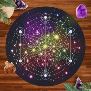 Round Rug Sacred Geometry Rug Celestial Rug Spiritual Boho Area Rug ...