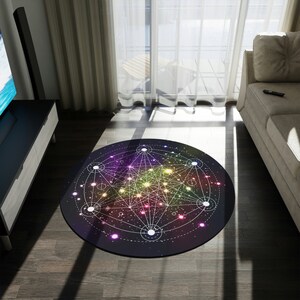 Round Rug Sacred Geometry Rug Celestial Rug Spiritual Boho Area Rug ...