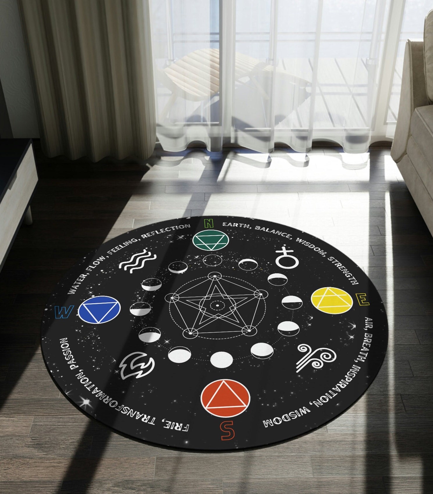 Circle Casting Rug Round Elements Rug Spiritual Rug Witchy - Etsy