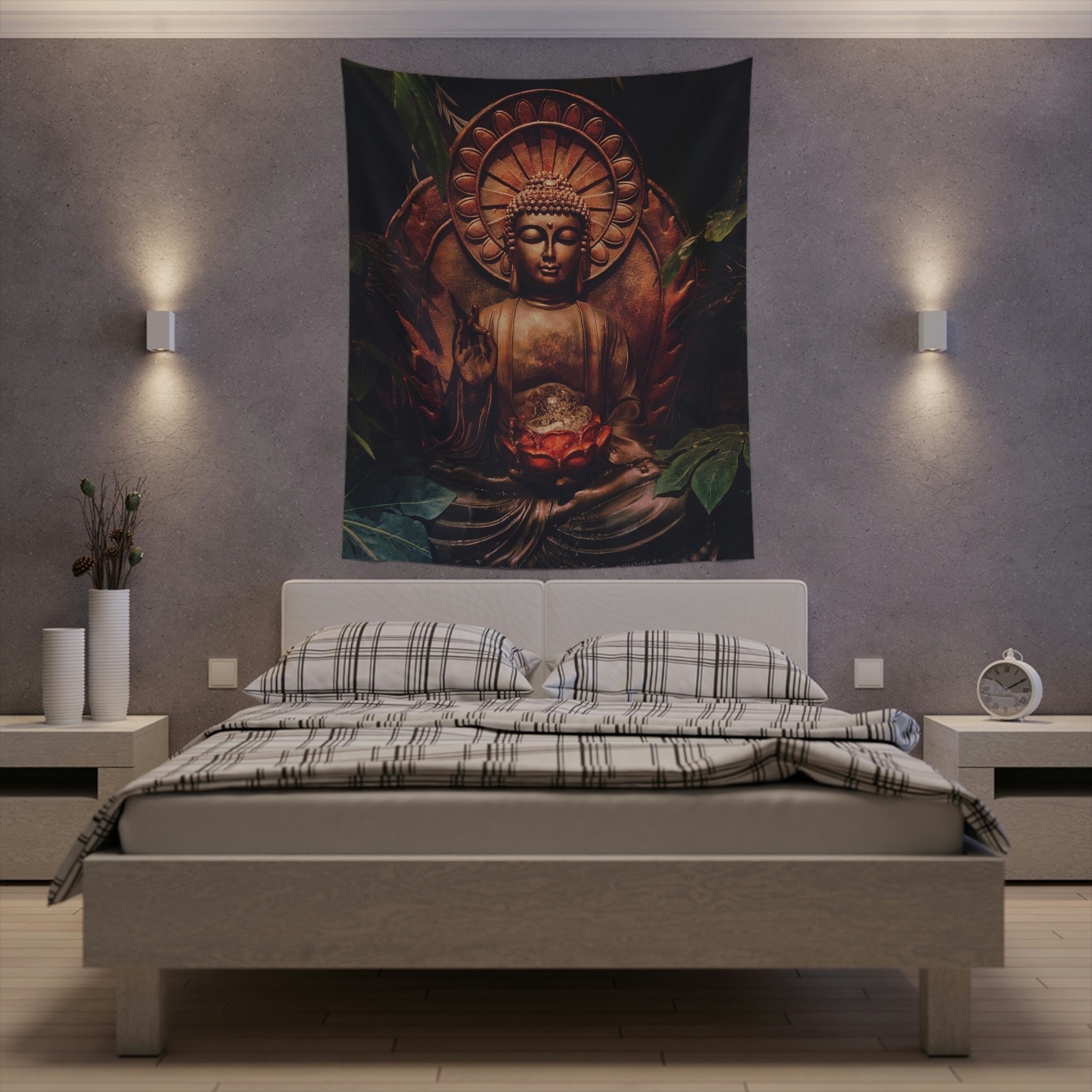 Buddha Tapestry Sacred Geometry Wall Art Spiritual Tapestry Spiritual ...
