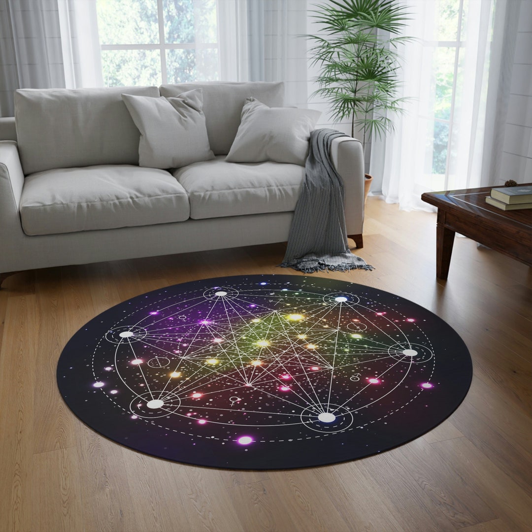 Sacred Geometry Rug, Celestial Rug, Spiritual Rug, Boho Area Rug ...