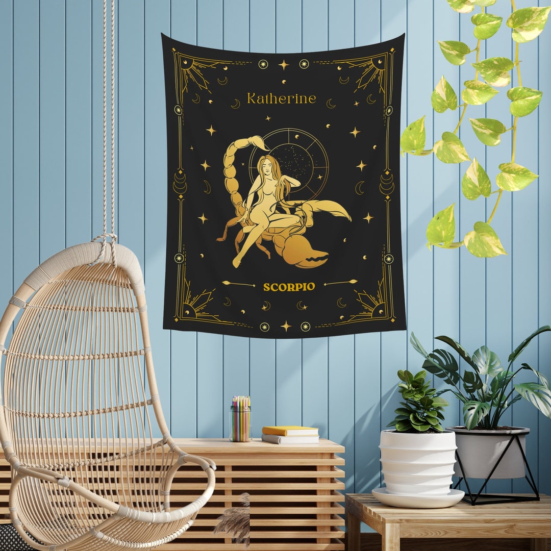 Zodiac Gift Personalized Tapestry With Name Zodiac Wall Hanging Star ...