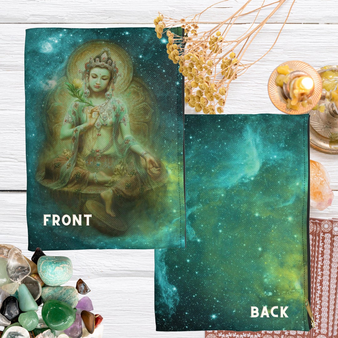 Tarot Deck Bag Pouch Oracle Deck Bag Green Tara Zipper Pouch Tarot Bag ...