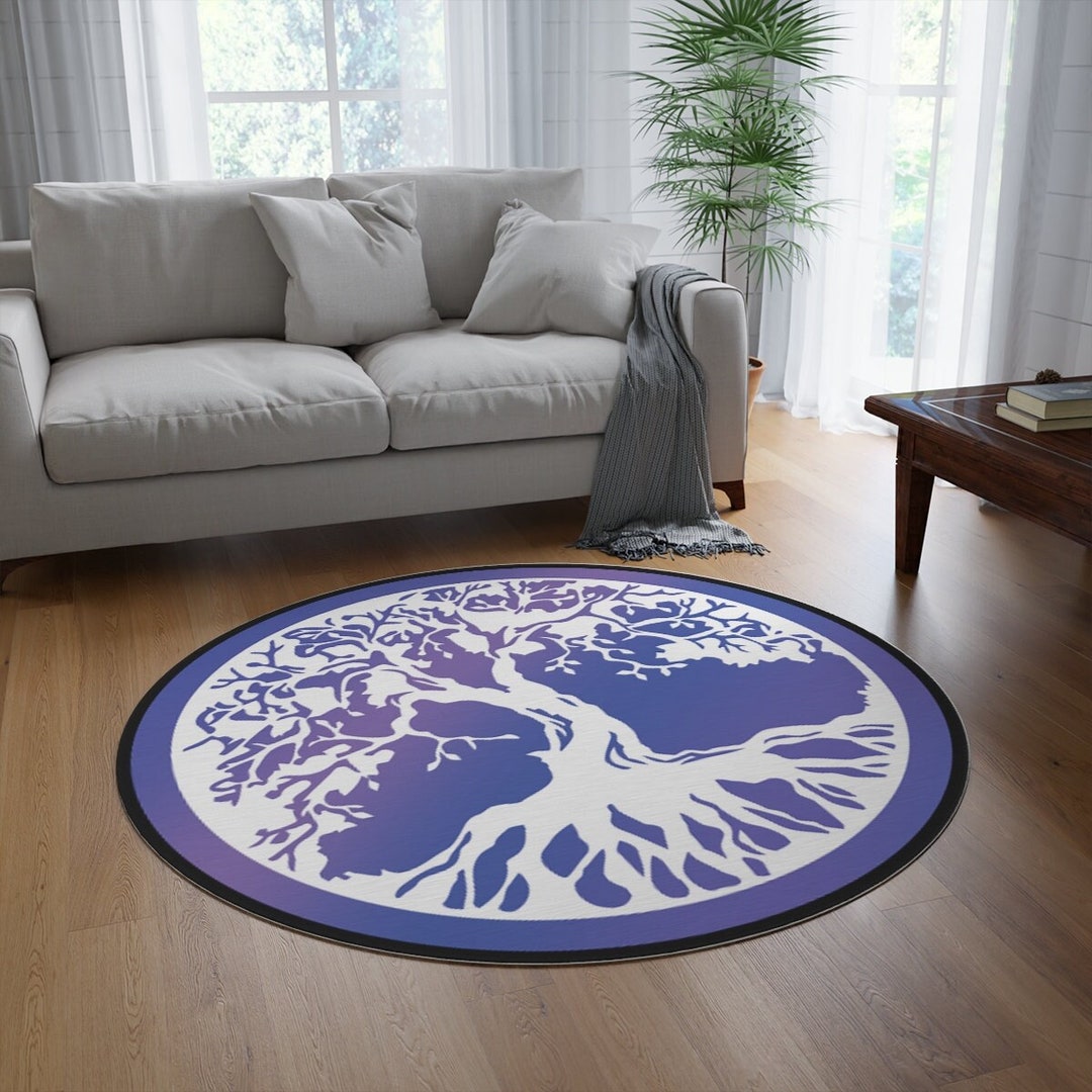 Round Tree of Life Rug Round Purple Tree of Life Rug Round Meditation ...