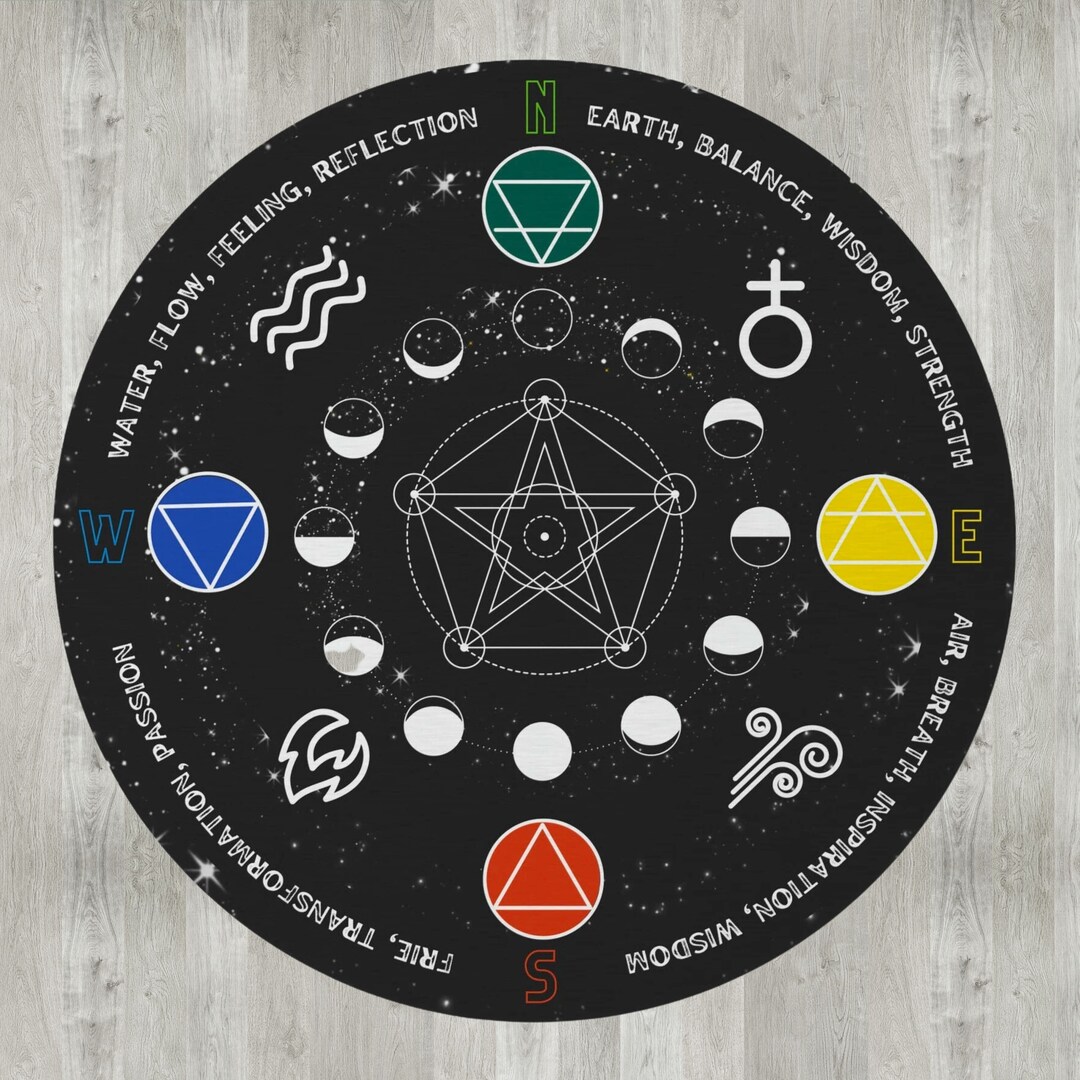 Circle Casting Rug Round Elements Rug Spiritual Rug Witchy Elements ...