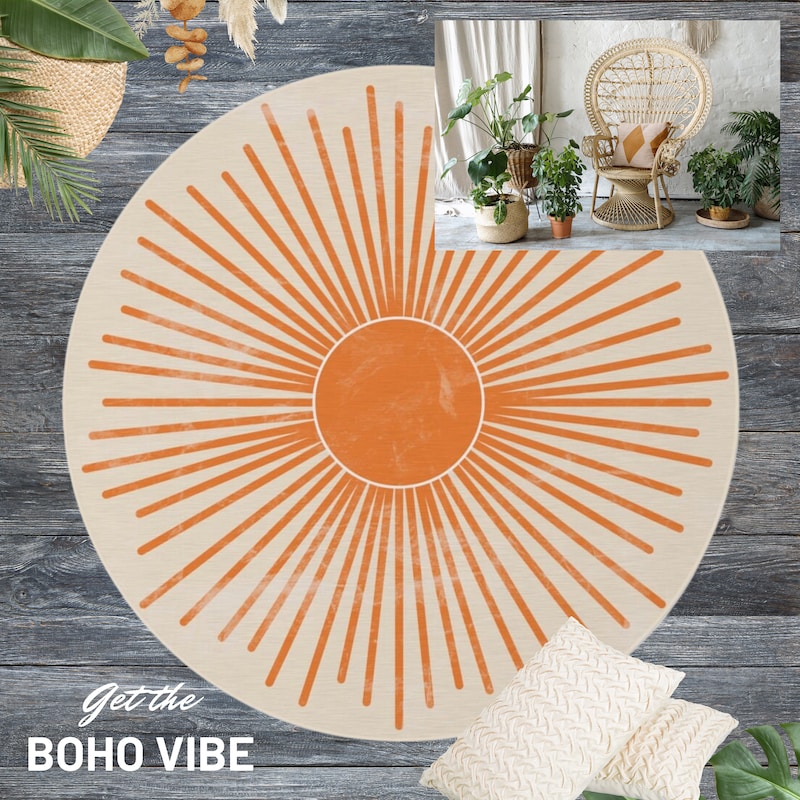Round Boho Rug - Etsy