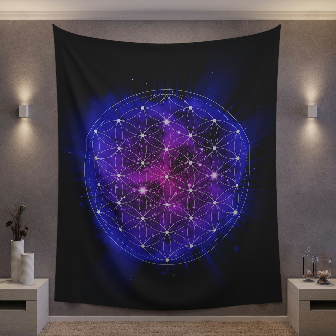 Flower of Life Tapestry, Sacred Geometry Wall Hanging, Alchemy Art ...