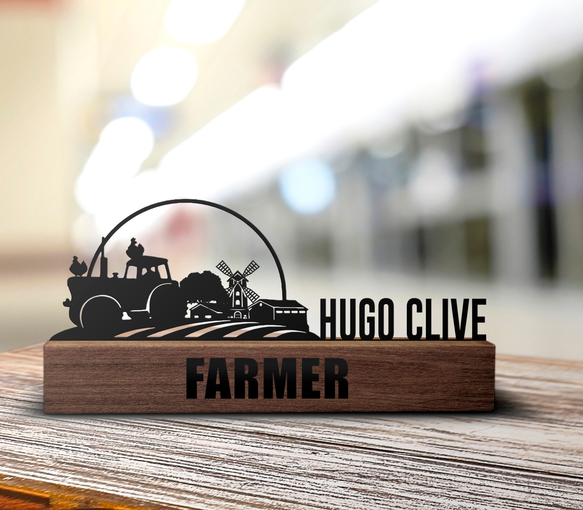 Custom Farmhouse Desk Name Plate Wedge, Personalized Farm Nameplate ...