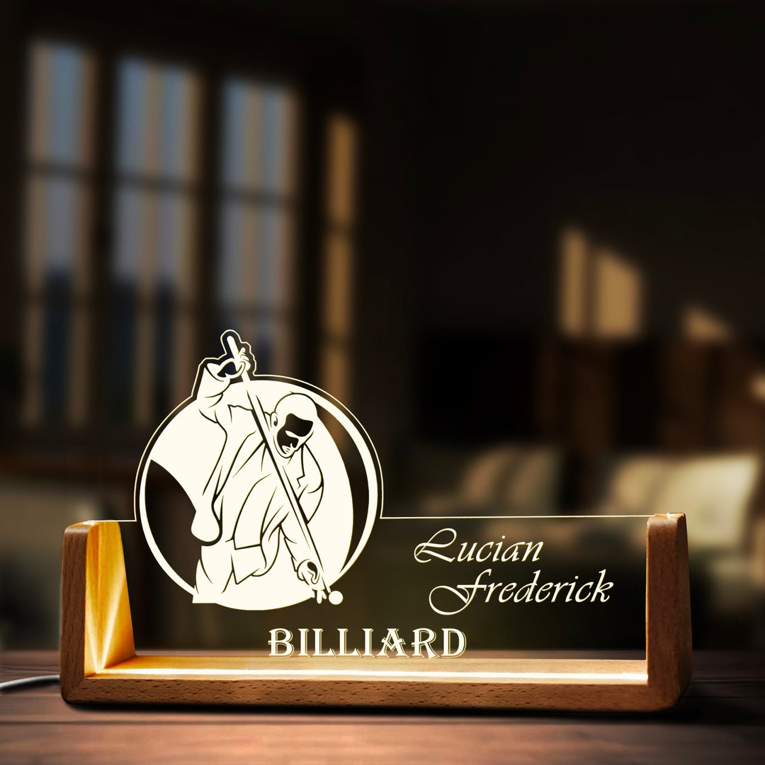 Custom Billiard Desk Name Plate Personalized Snooker Player LED Light ...