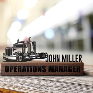 Custom Semi Truck Driver Desk Name Plate Wedge Personalized Big Rig ...