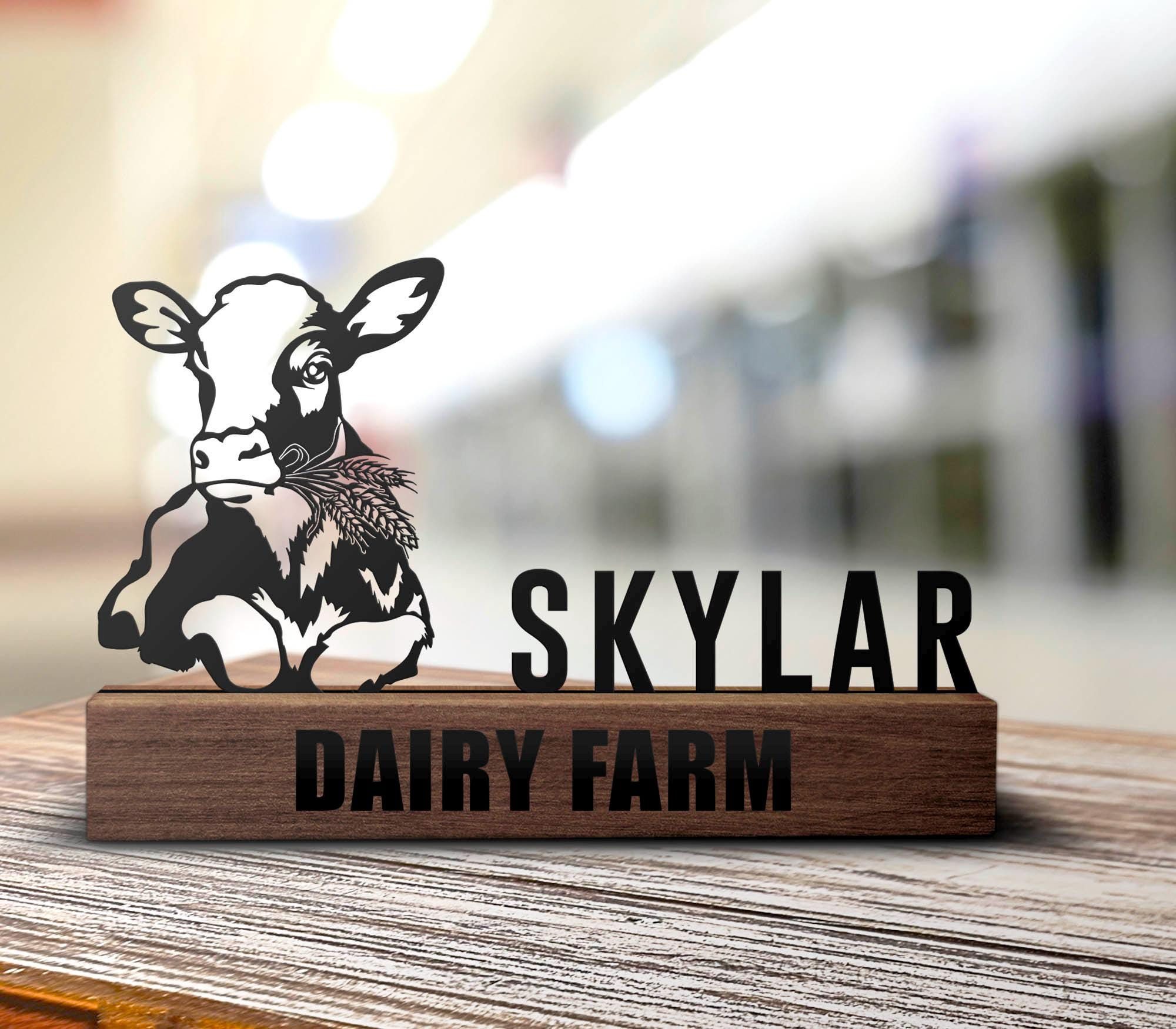 Custom Dairy Cow Desk Name Plate Wedge Personalized Farmhouse Nameplate ...