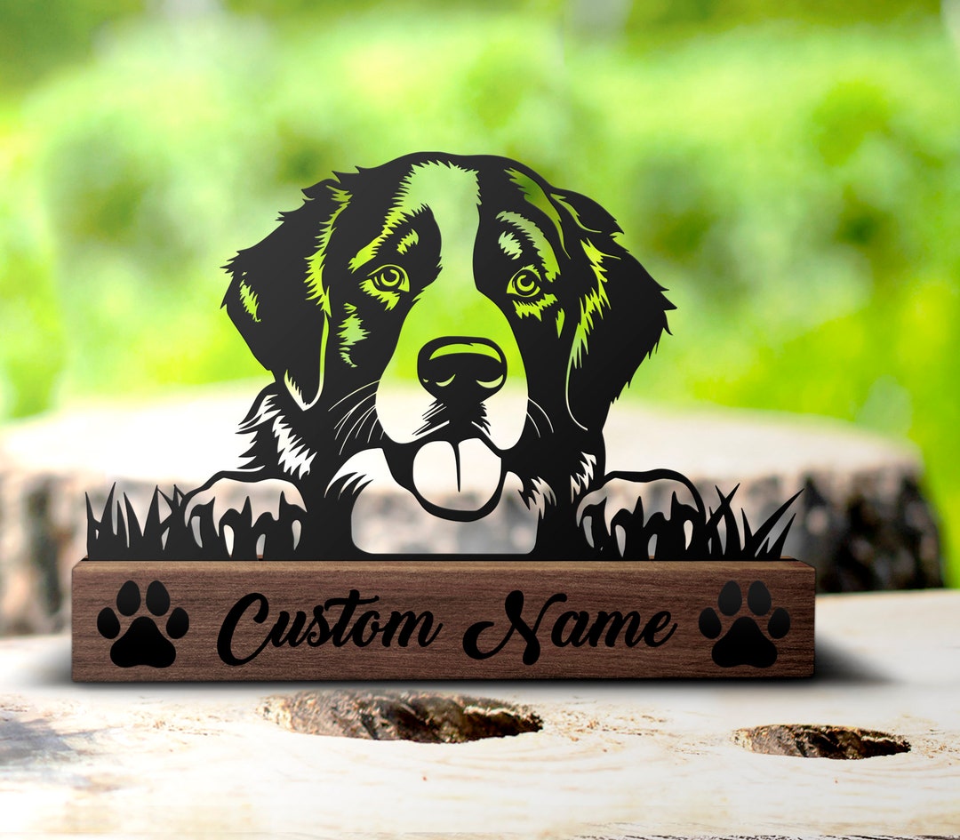 Custom Bernese Mountain Desk Name Plate Wedge Personalized Peeking Dog ...