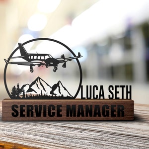 Custom Airplane Desk Name Plate Wedge Personalized Pilot Nameplate ...