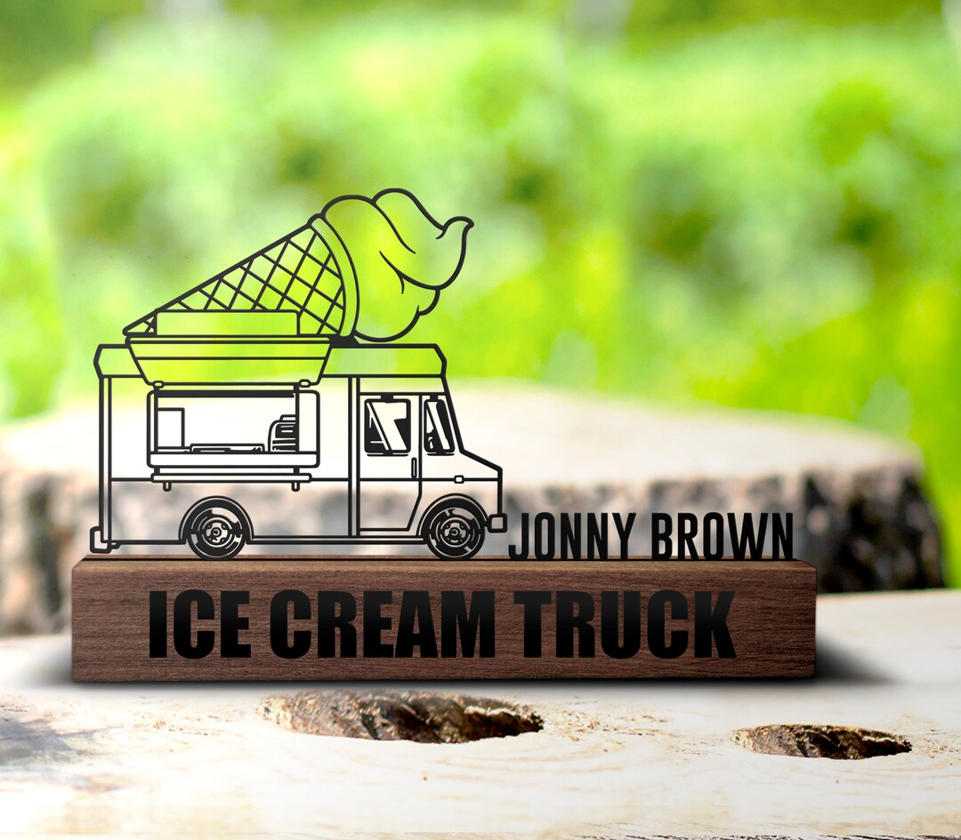 Custom Ice Cream Truck Desk Name Plate Wedge Personalized Food Truck ...