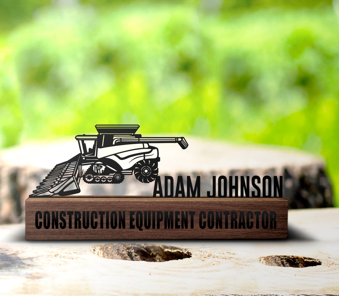 Custom Combine Harvester Desk Name Plate Wedge Personalized Corn ...