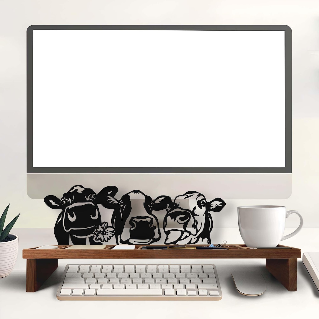 Dairy Cow Wooden Tray Desk Organizer Holstein Cow Metal Name Plate ...