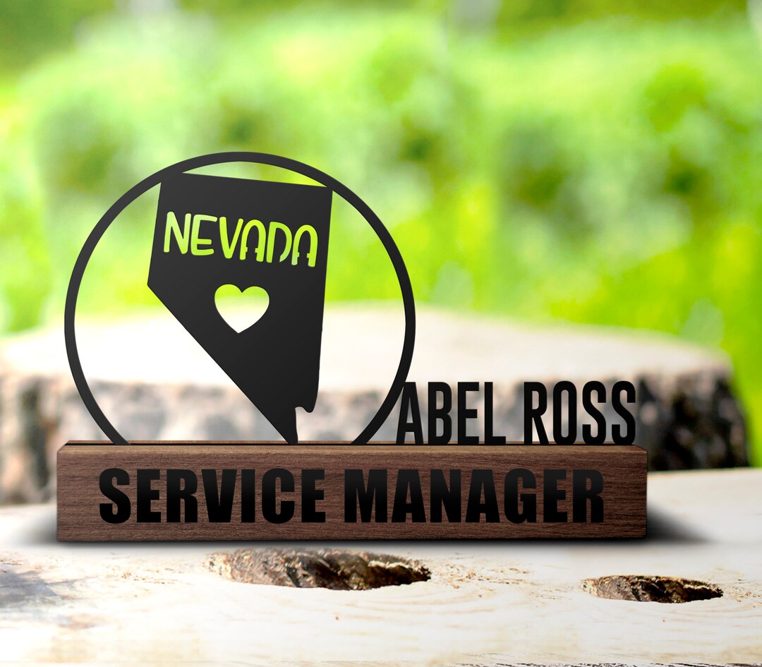 Custom Nevada Map Desk Name Plate Wedge, Personalized Born in Nevada ...