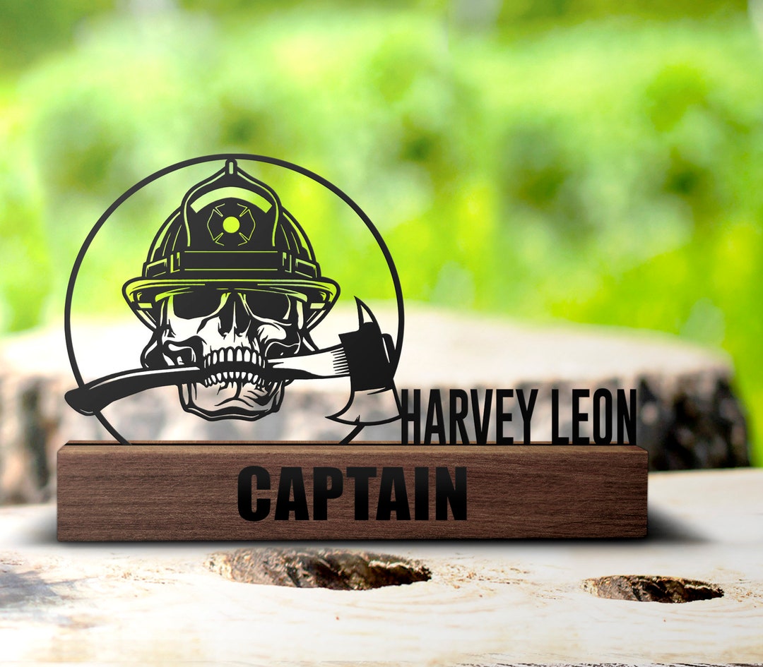Custom Firefighter Desk Name Plate Wedge Personalized Fireman Nameplate ...