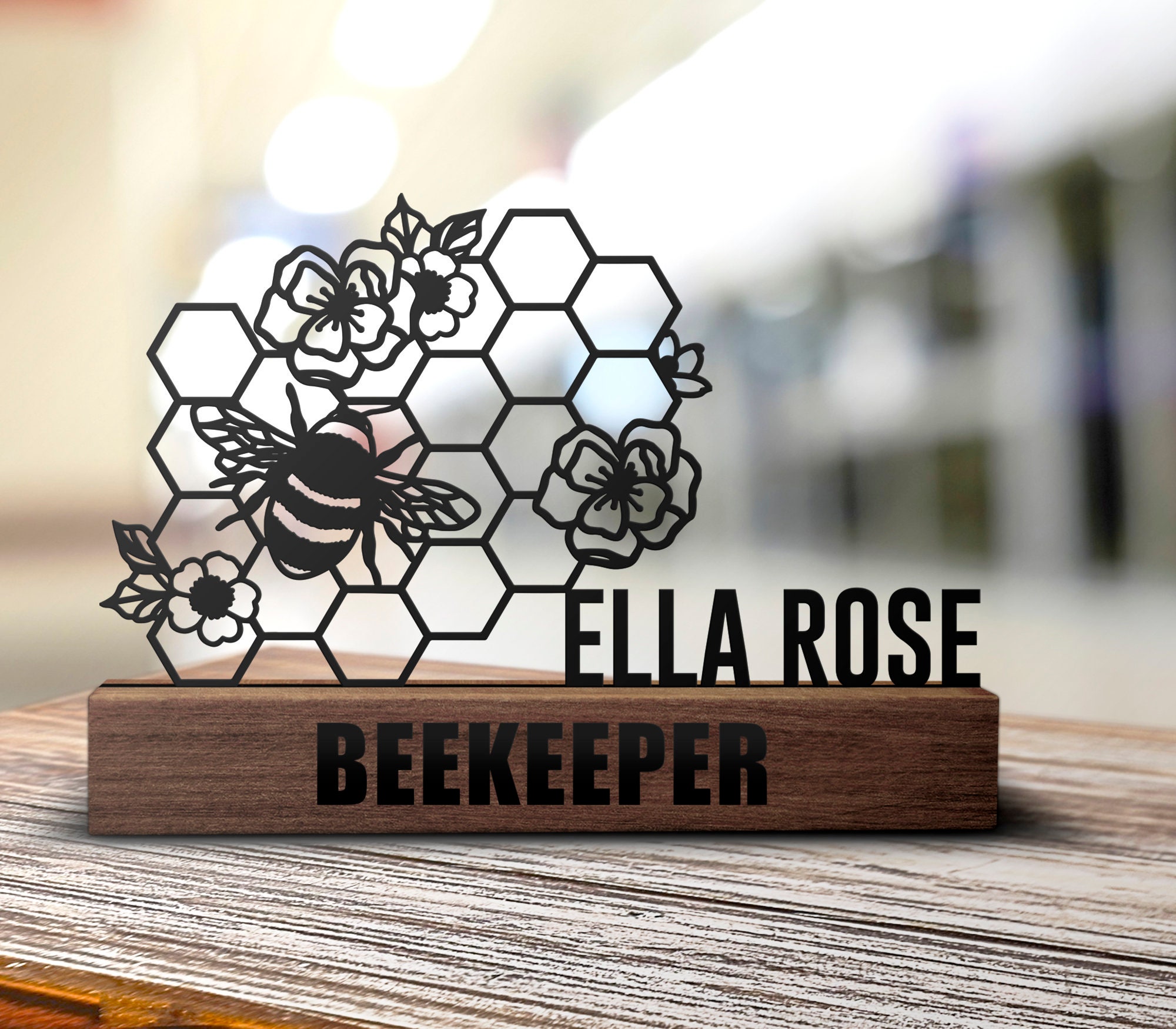 Custom Beekeeper Desk Name Plate Wedge Personalized Honey Bee - Etsy