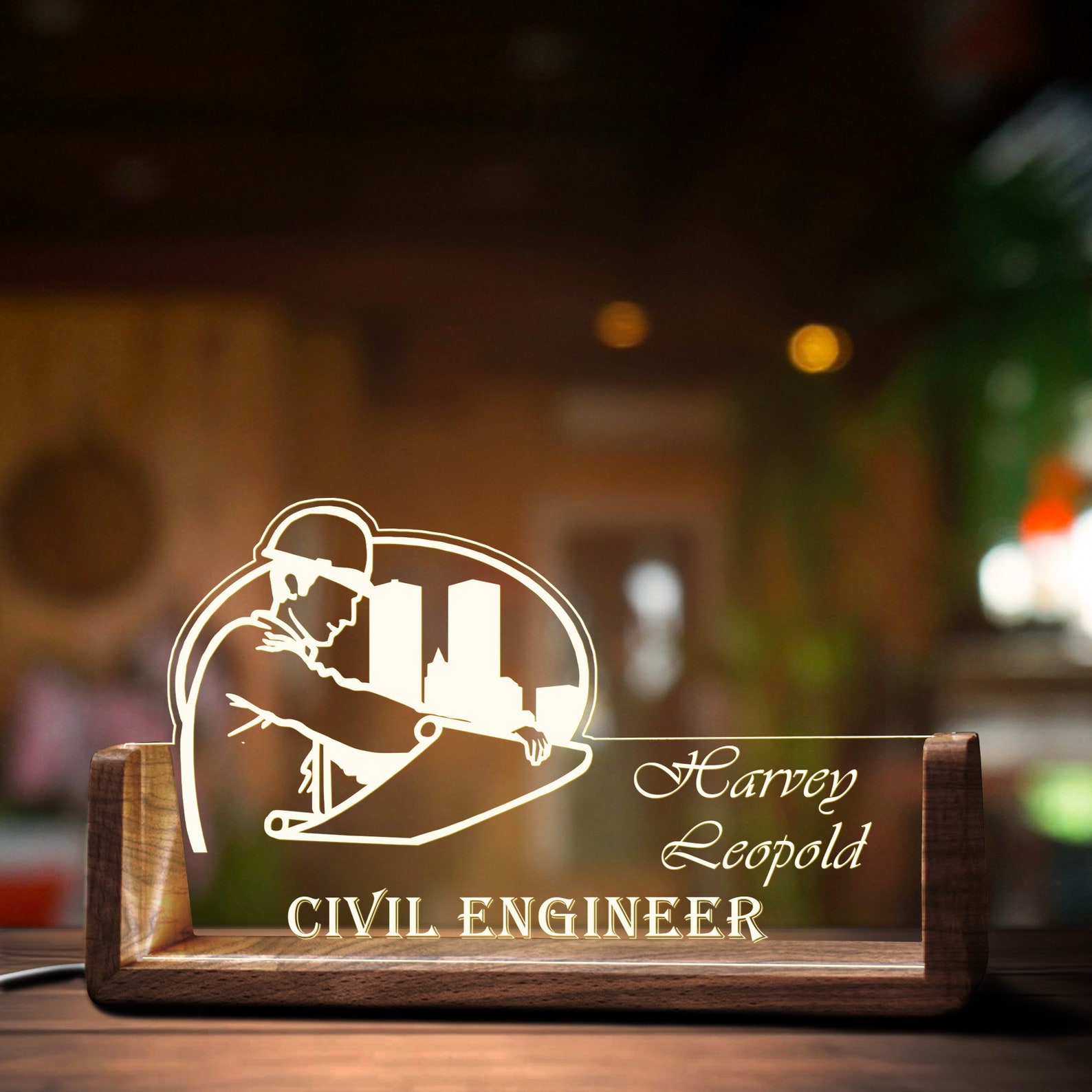 Custom Civil Engineer Desk Name Plate Personalized Engineering LED ...