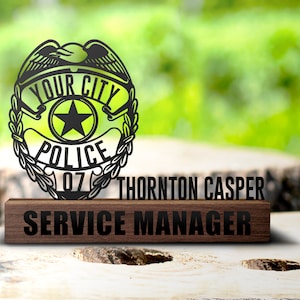 Custom Police Desk Name Plate Wedge Personalized Law Enforcement ...