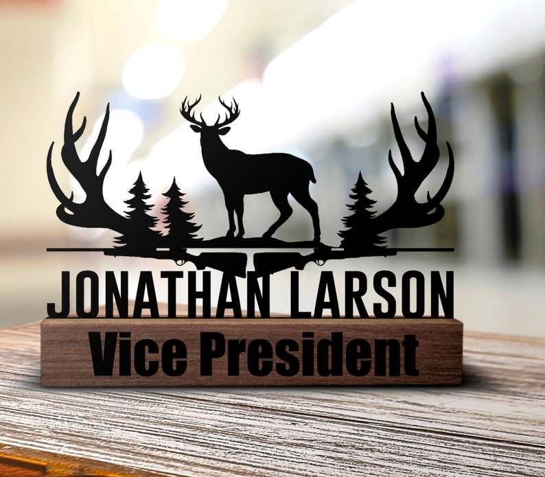 Custom Deer Hunting Desk Name Plate Wedge, Personalized Hunter ...