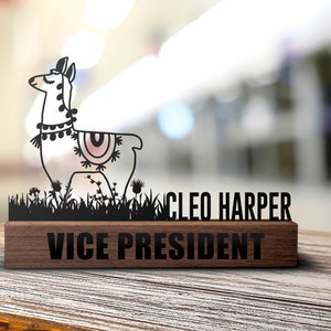 Custom Llama Desk Name Plate Wedge, Personalized Alpaca Farmhouse ...