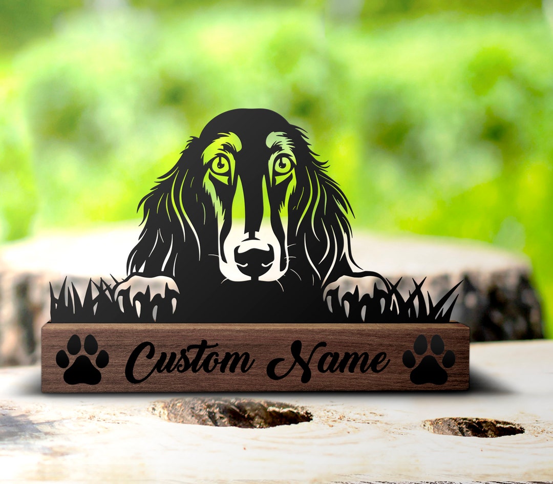 Custom Afghan Hound Desk Name Plate Wedge Personalized Peeking Dog ...