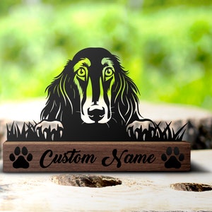 Custom Afghan Hound Desk Name Plate Wedge Personalized Peeking Dog ...