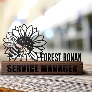 Custom Bee Desk Name Plate Wedge, Personalized Honeybee Nameplate ...